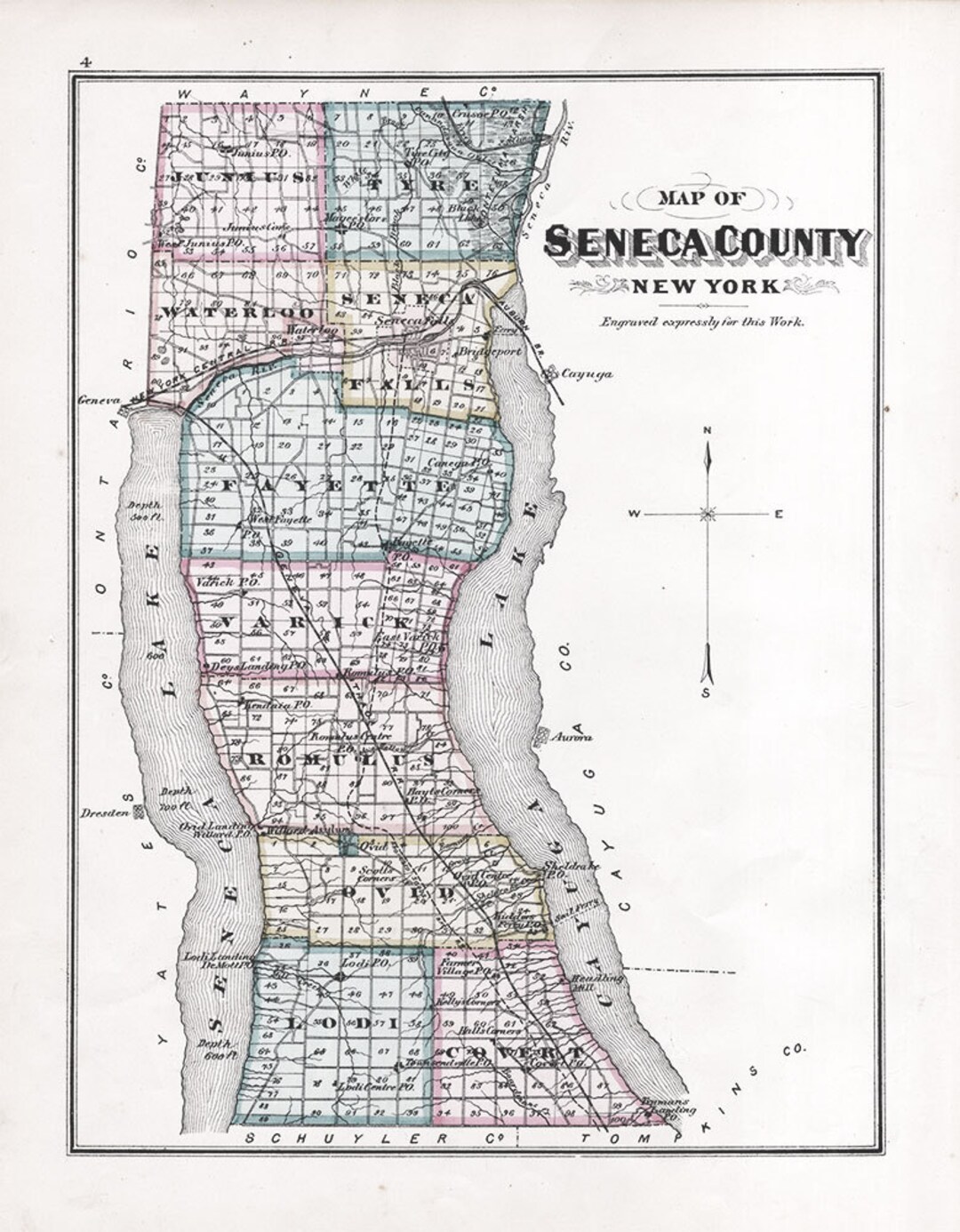 Seneca County Map New York - Etsy
