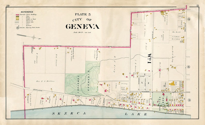 Geneva, NY City Map Plate 5 - Etsy