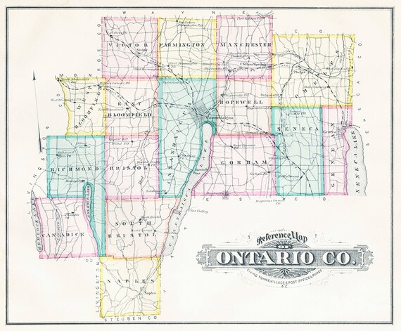 Ontario County Map New York - Etsy