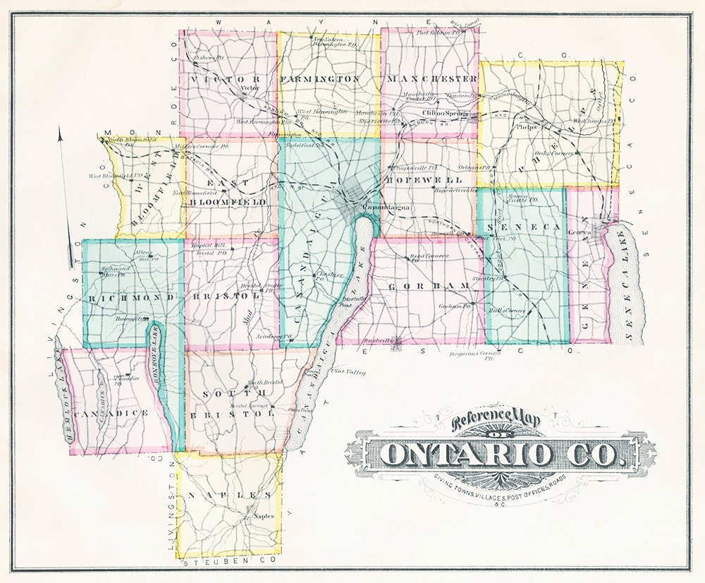 Ontario County Map, New York - Etsy