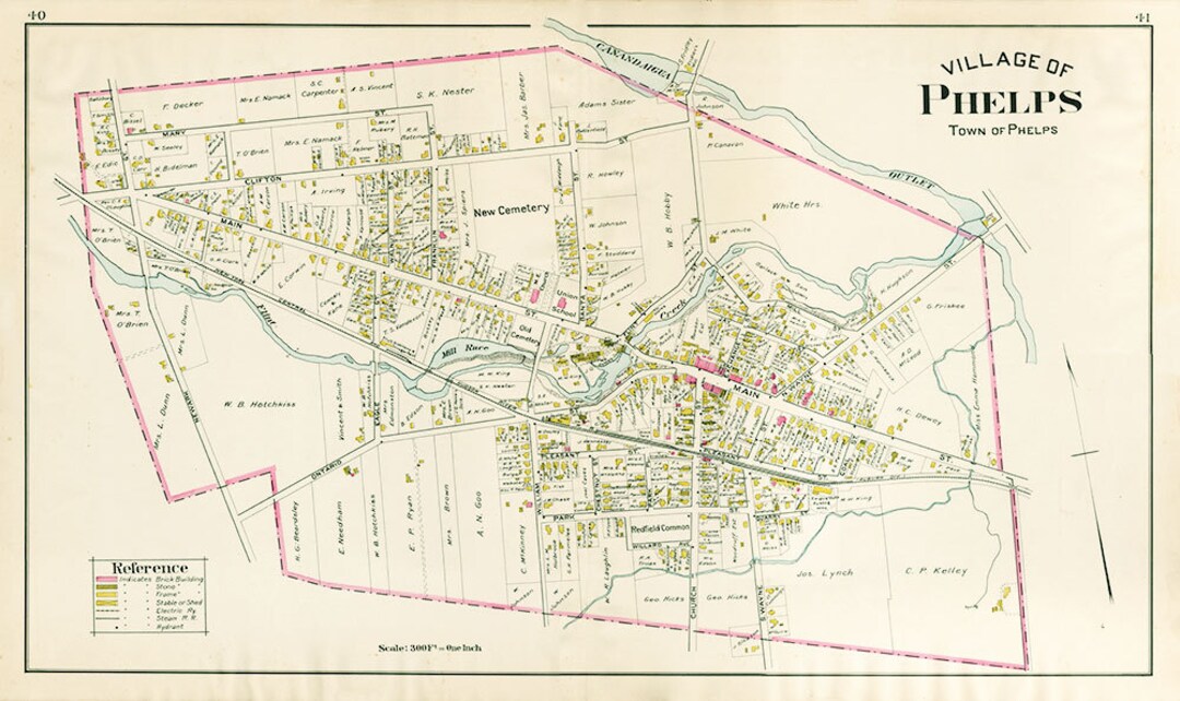 Map of the Village of Phelps. New York. Ontario County - Etsy