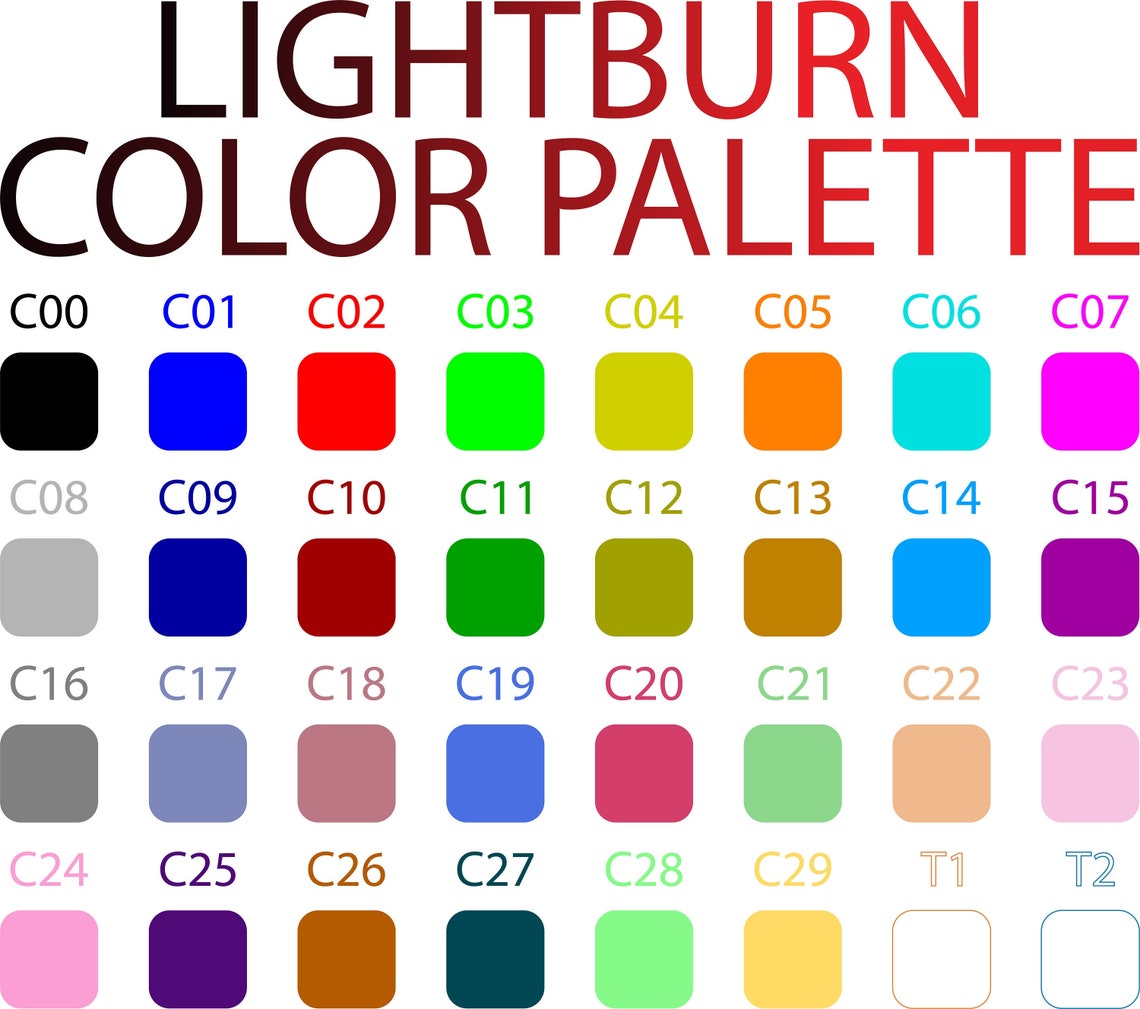 Lightburn Color Palette Adobe Illustrator Swatches - Etsy