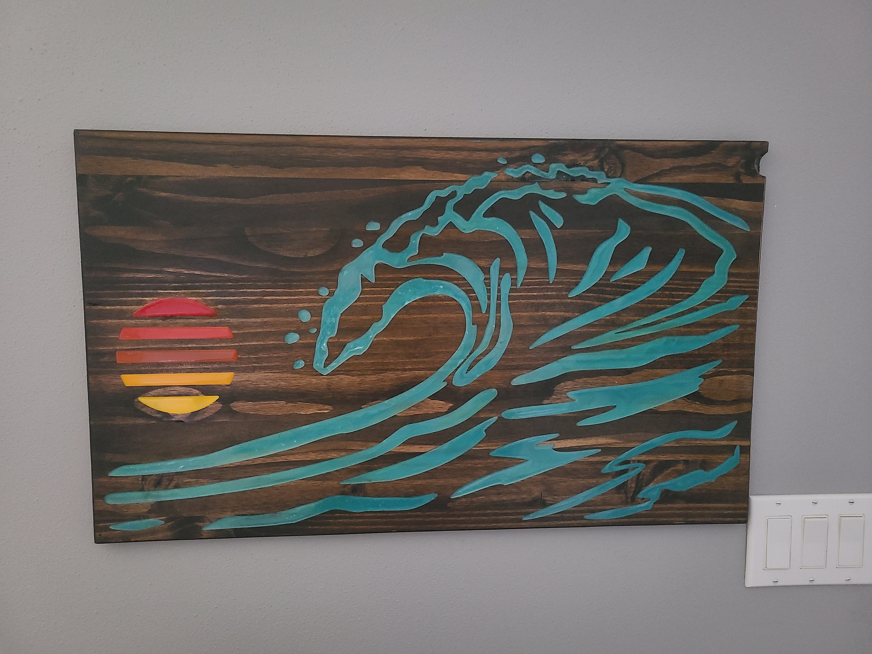 Sunset Wave (resin Inlay on Wood Wall Art) - Etsy