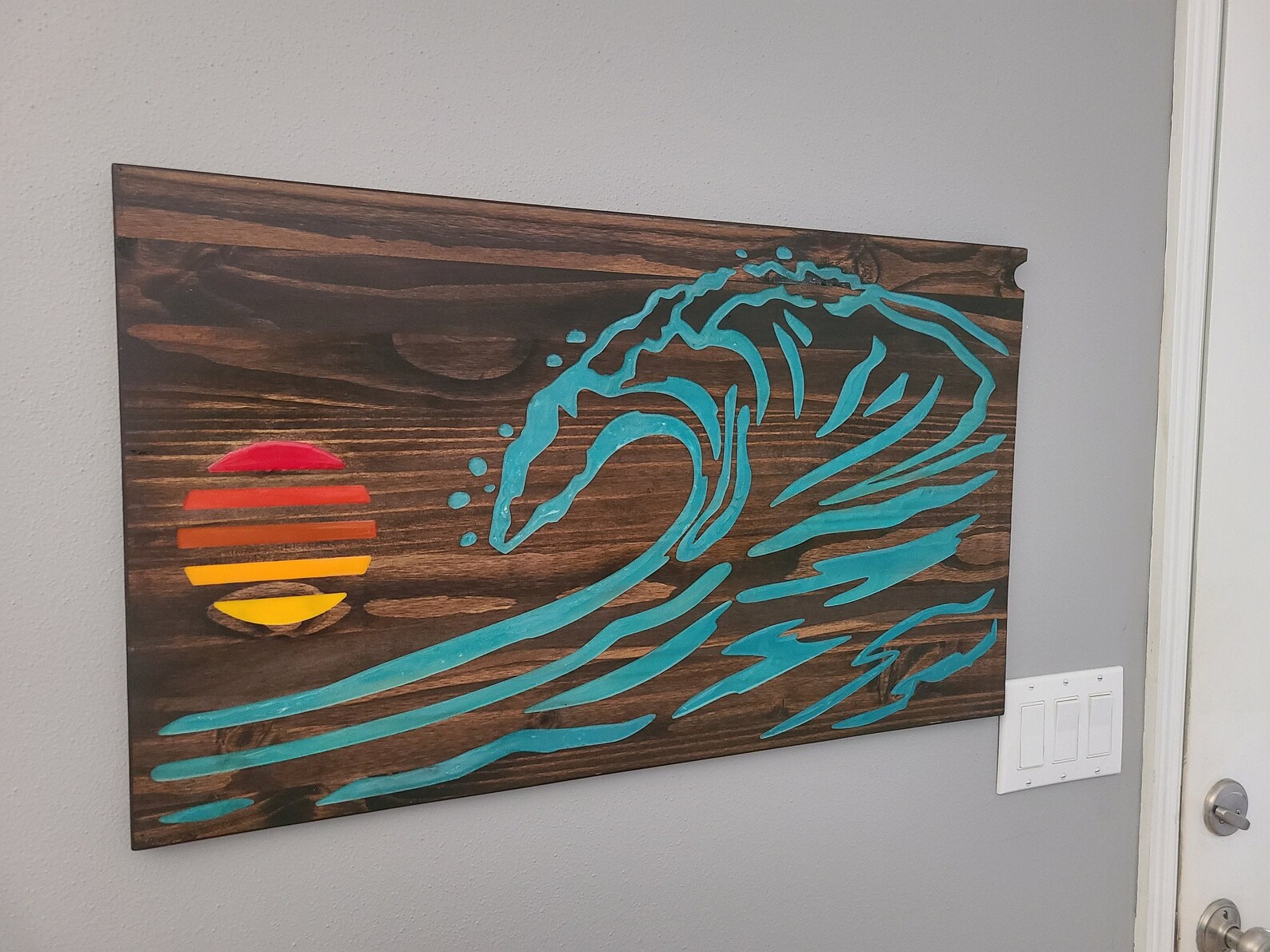 Sunset Wave (resin Inlay on Wood Wall Art) - Etsy