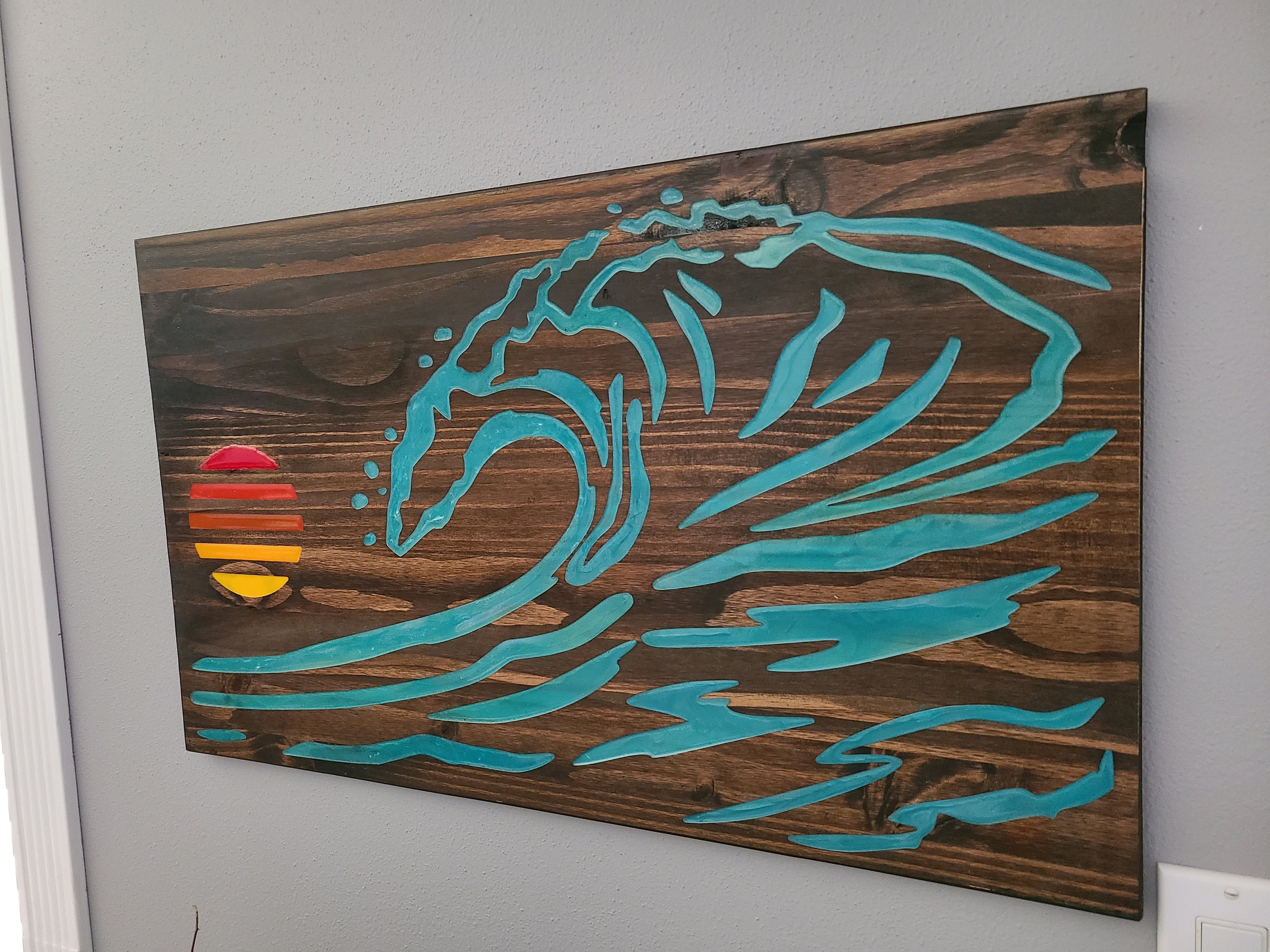 Sunset Wave (resin Inlay on Wood Wall Art) - Etsy