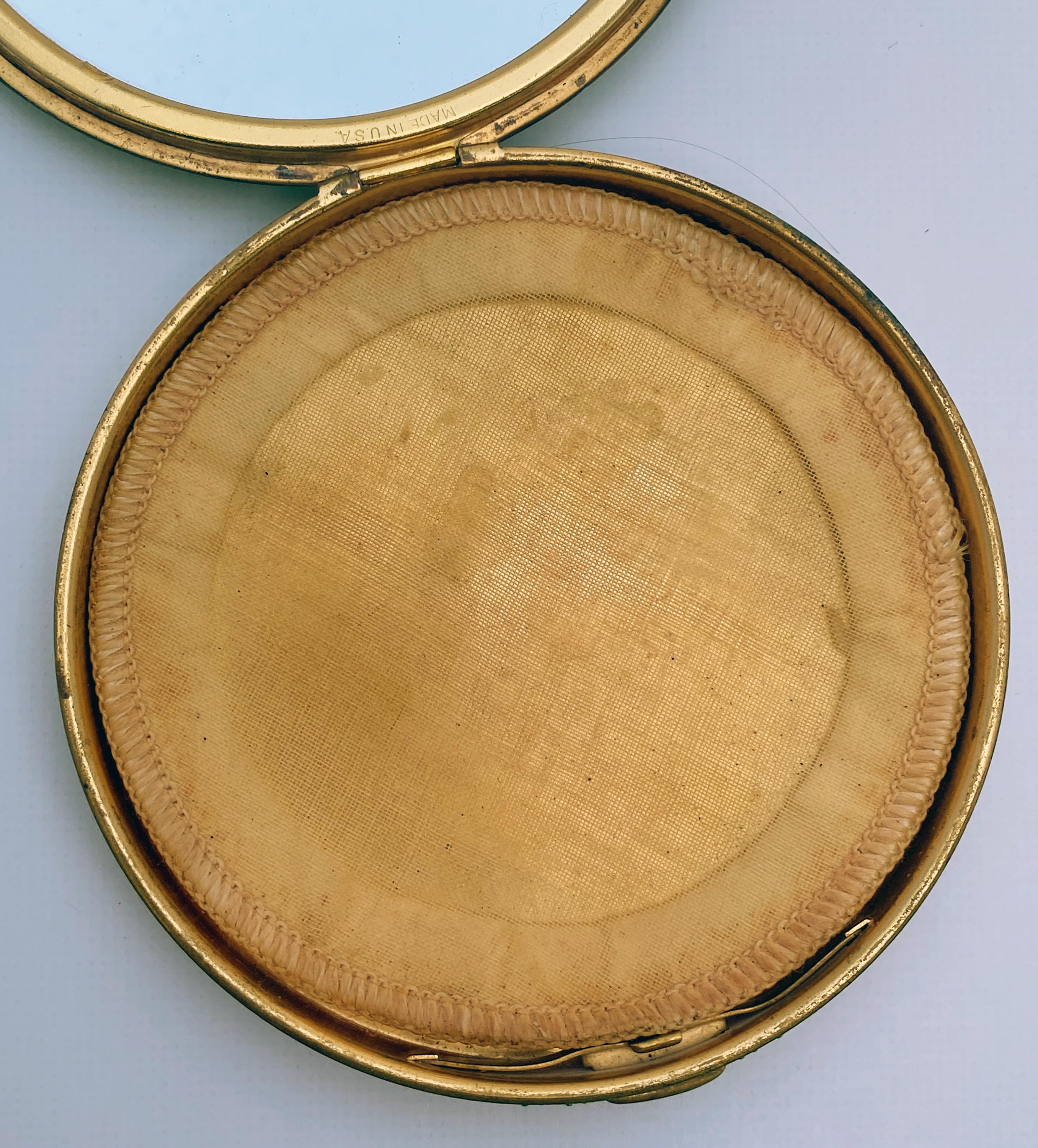 Vintage Stratton “queen” Compact Floral Powder With Mirror Embroidered ...