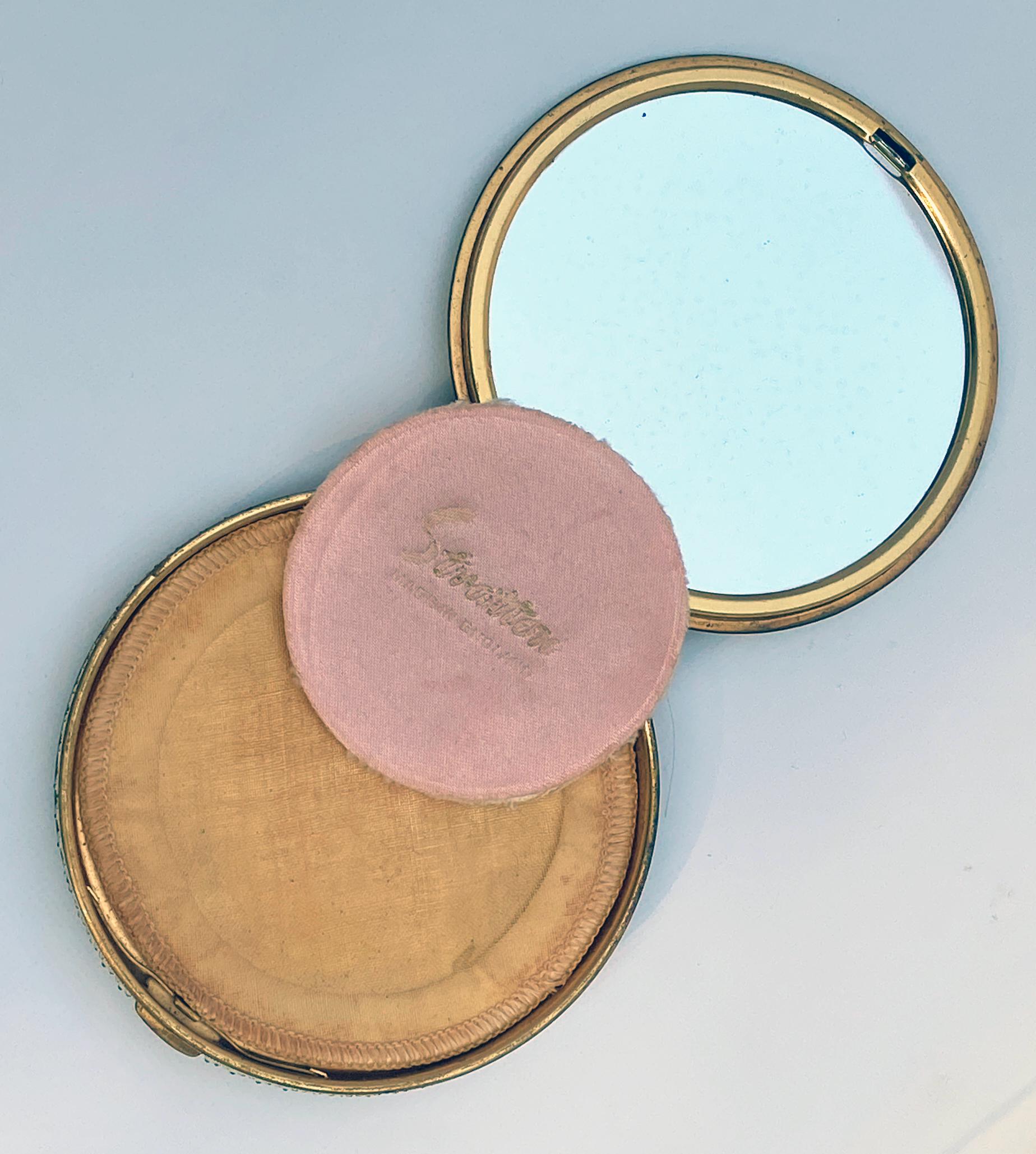 Vintage Stratton “queen” Compact Floral Powder With Mirror Embroidered ...