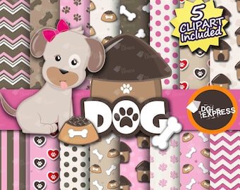 Dog Digital Paper Clipart Blue : Dog Digital | Etsy