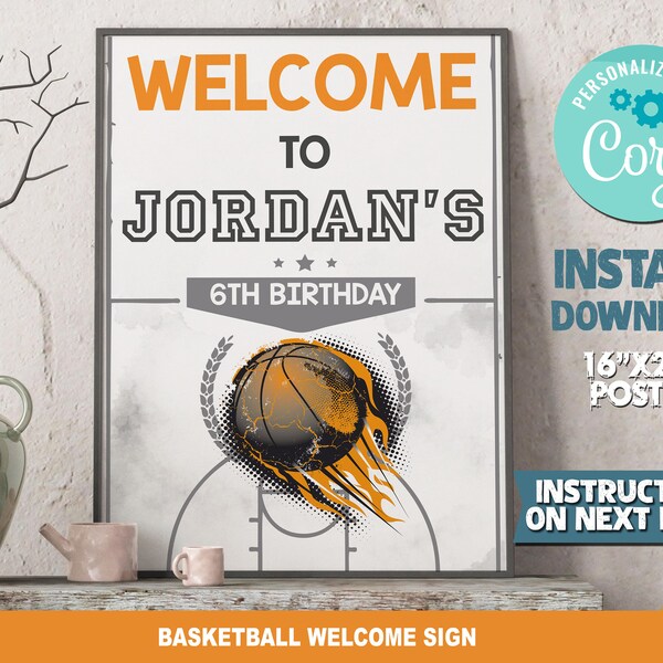 Basketball Poster Birthday Welcome - Etsy
