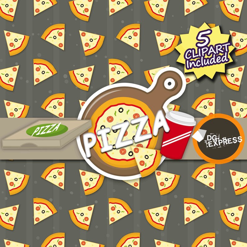 Pizza Clipart Digital Paper : pizza Paper Pizza - Etsy