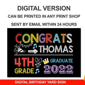 4th Grade Graduation Yard Sign Class of 2022 Yard Sign Including Stakes ...