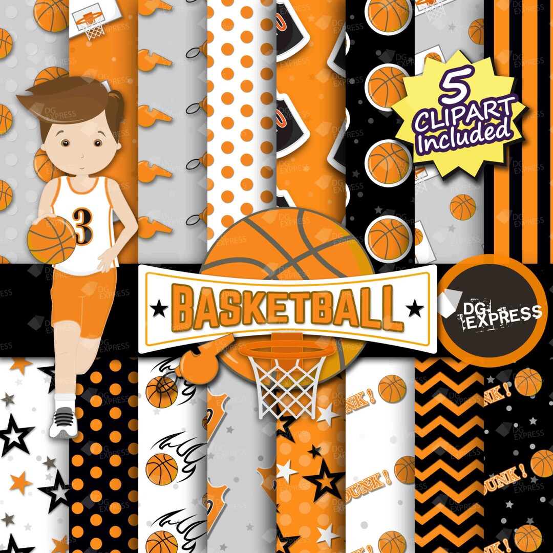 SALE Basketball Digital Paper + Clipart : "basketball Paper ...