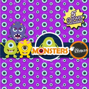 Monster Digital Paper + Clipart : "monster Paper"- Monsters Clipart ...