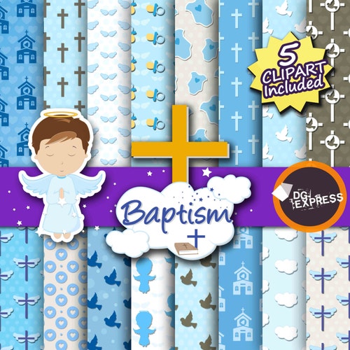SALE Baptism Digital Paper Boy: baptism Paper - Etsy