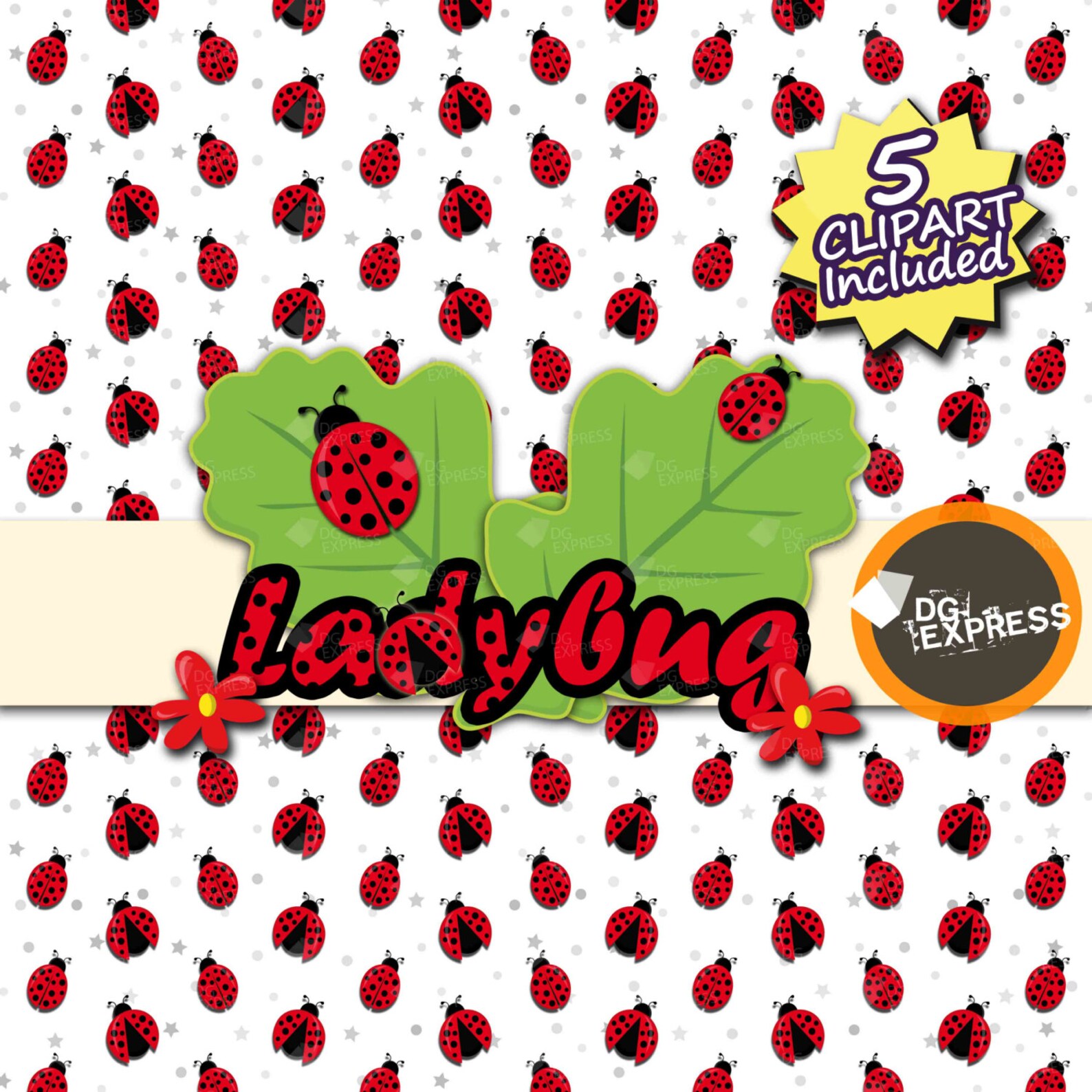 Ladybug Digital Paper Clipart : ladybug Digital - Etsy