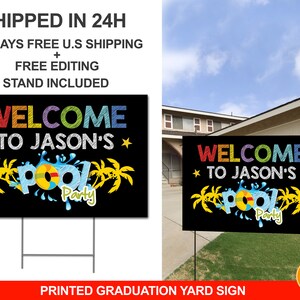 Pool Party Yard Sign Boy - Summer Birthday Party - Pool Party Lawn Sign ...