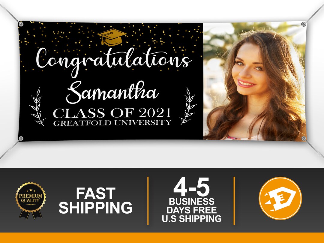 Graduation Banner Including Grommet Class of 2021 - Girl Graduation ...