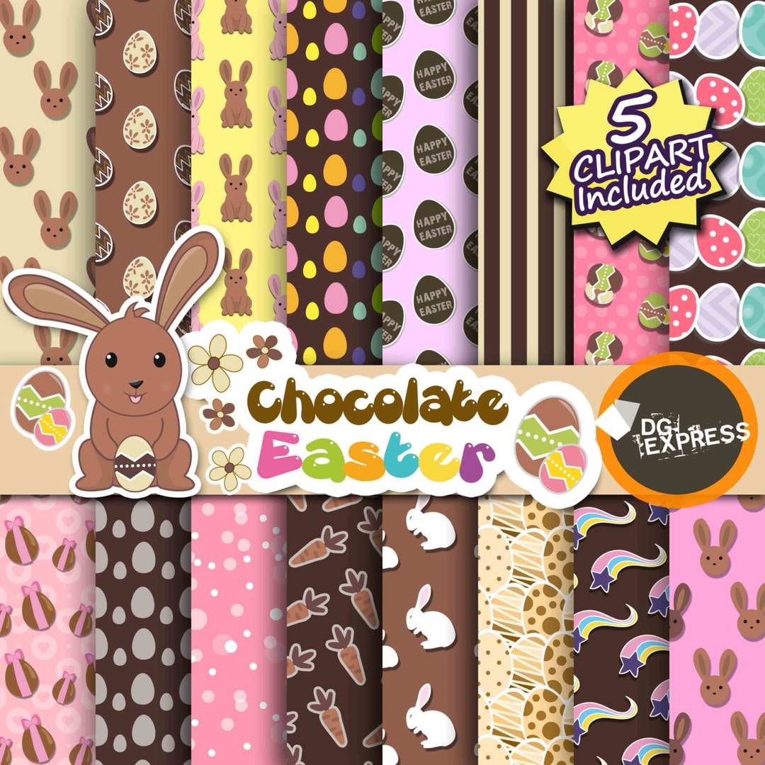 Chocolate Easter Digital Paper : Chocolate Easter Clipart, Easter ...