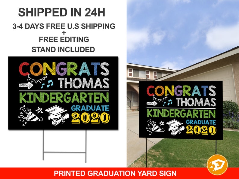 Kindergarten Graduation Yard Sign Boy Class of 2020 | Etsy