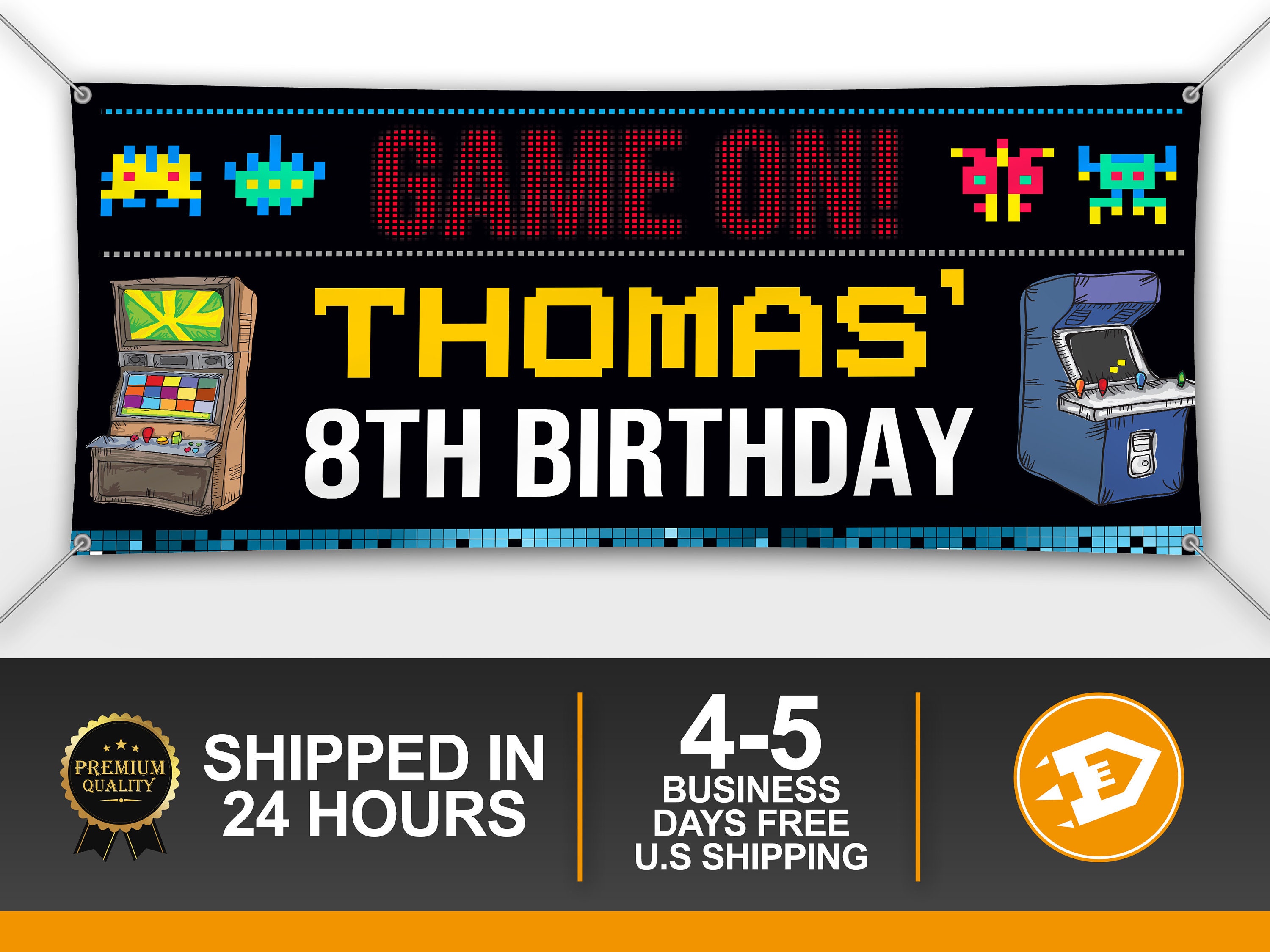 Arcade Birthday Banner Happy Birthday Arcade Banner 10th - Etsy