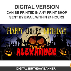 Halloween Birthday Banner, Happy Spooky Birthday Banner, Creepy ...
