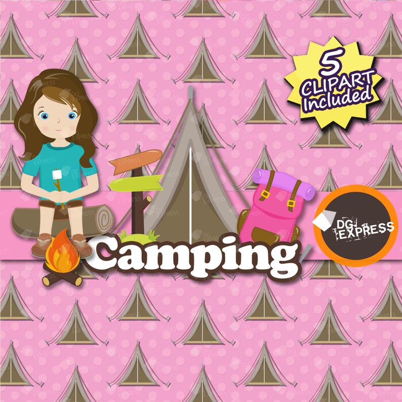 Camping Digital Paper Clipart Girl : camping Girl - Etsy Canada