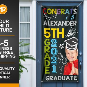 5th Grade Graduation Door Banner With Picture 5th Grade Party - Etsy
