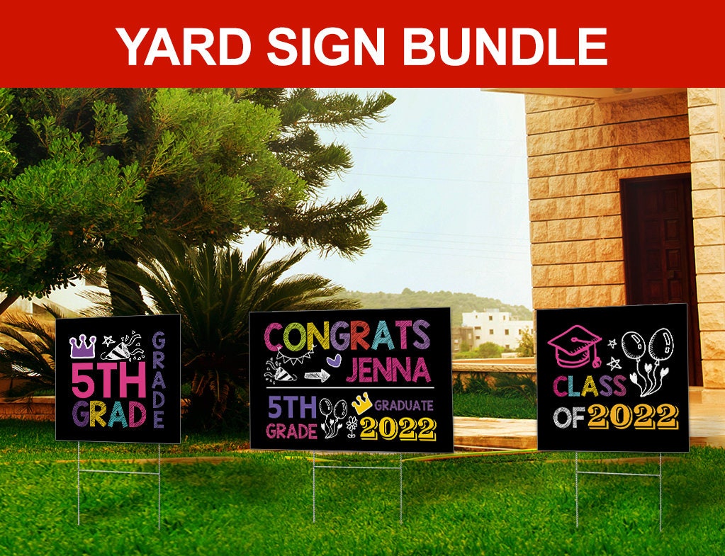 5th Grade Graduation Lawn Sign for Girl Class of 2022 Yard - Etsy