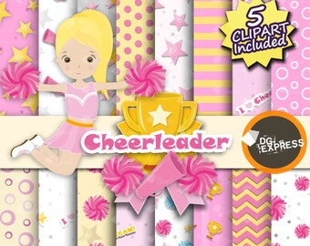 Black and Gold Cheerleader Digital Clipart Set for personal - Etsy