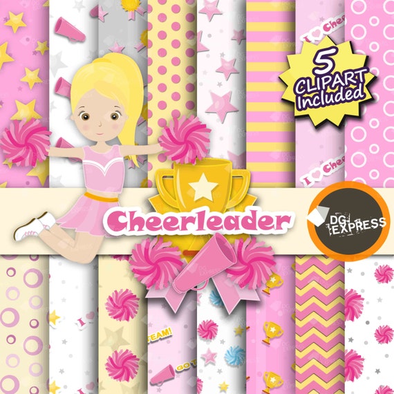 SALE Cheerleader Digital Paper + Clipart : "Cheerleader Paper ...