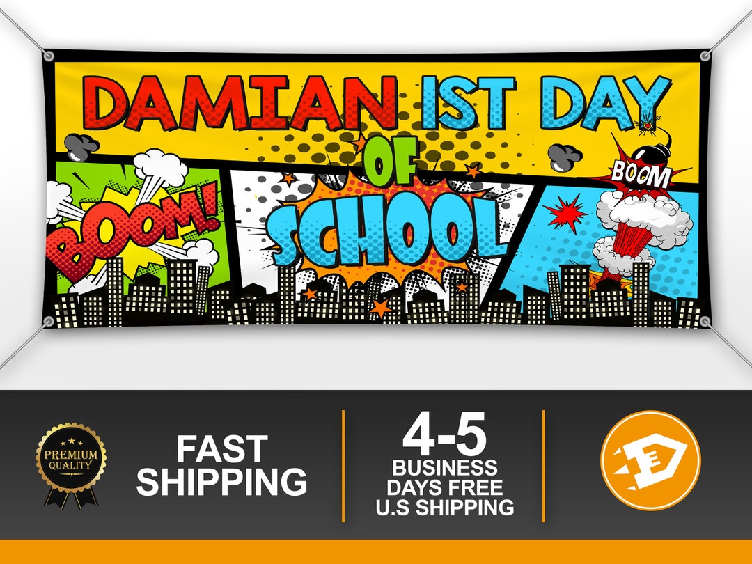 First Day of School Banner, Welcome Back to School Banner, Custom Kid ...