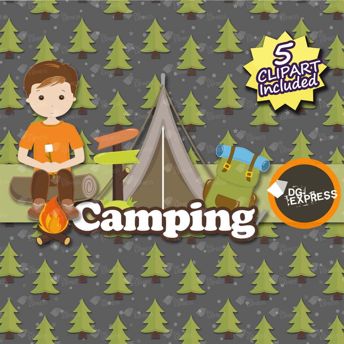 Camping Digital Paper Clipart : camping Digital - Etsy Canada