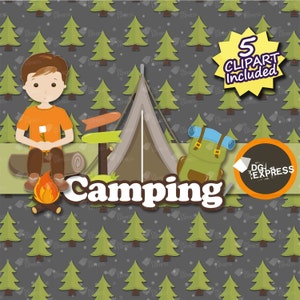 Camping Digital Paper + Clipart : "camping Digital Paper" - Camping ...