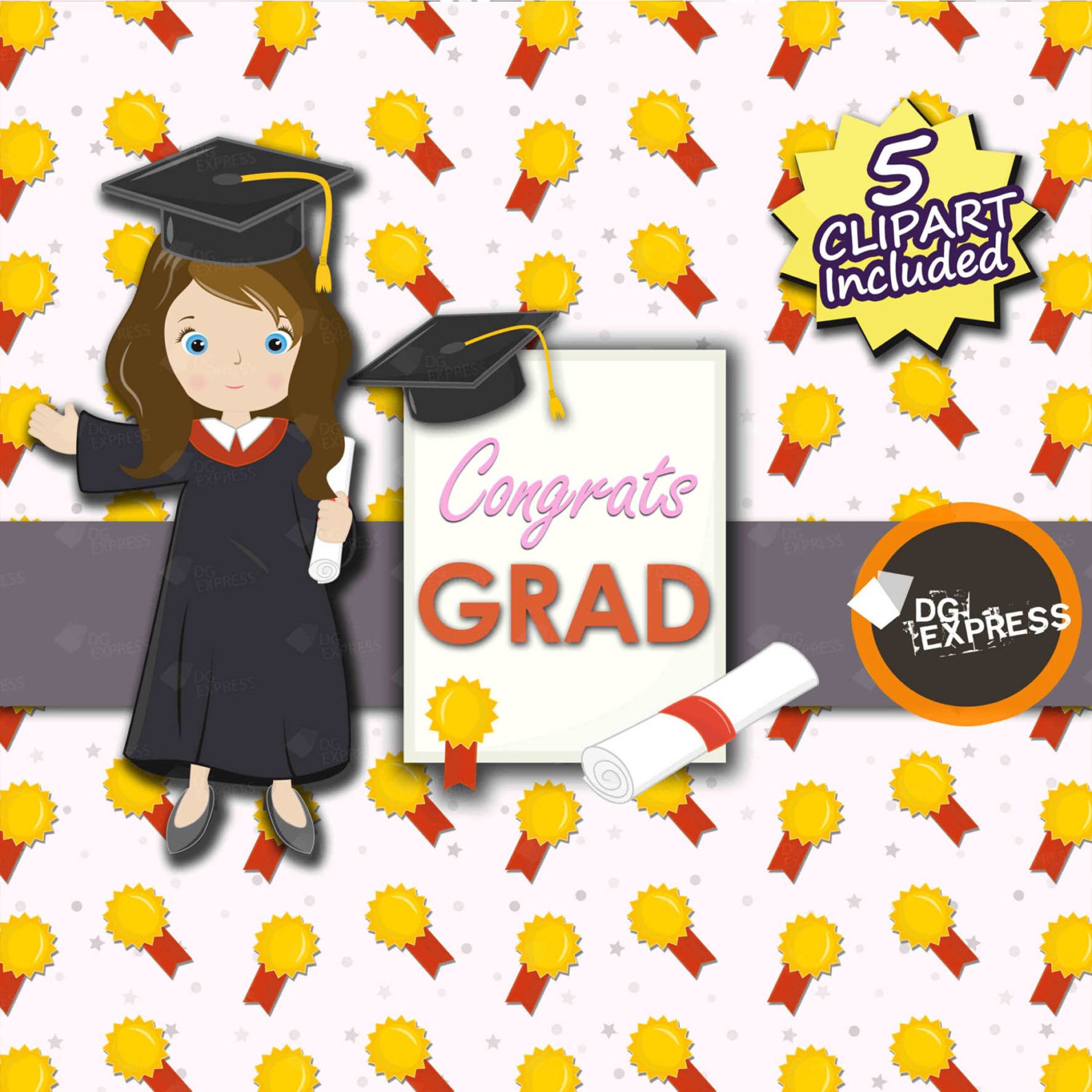 Graduation Digital Paper Clipart Girl : graduation - Etsy