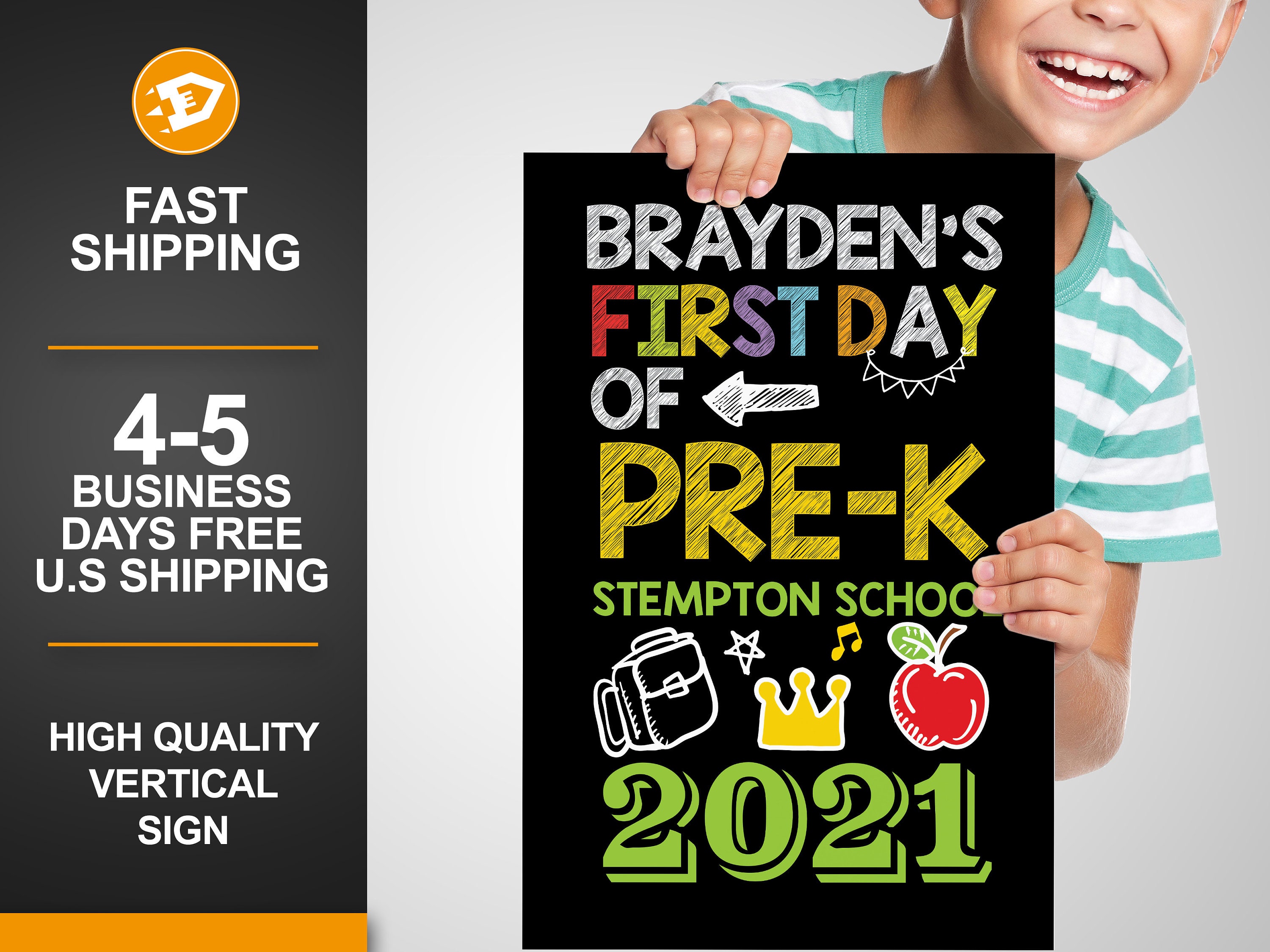 First Day of Pre-k Sign Boy Class of 2021 VPK Back to School - Etsy