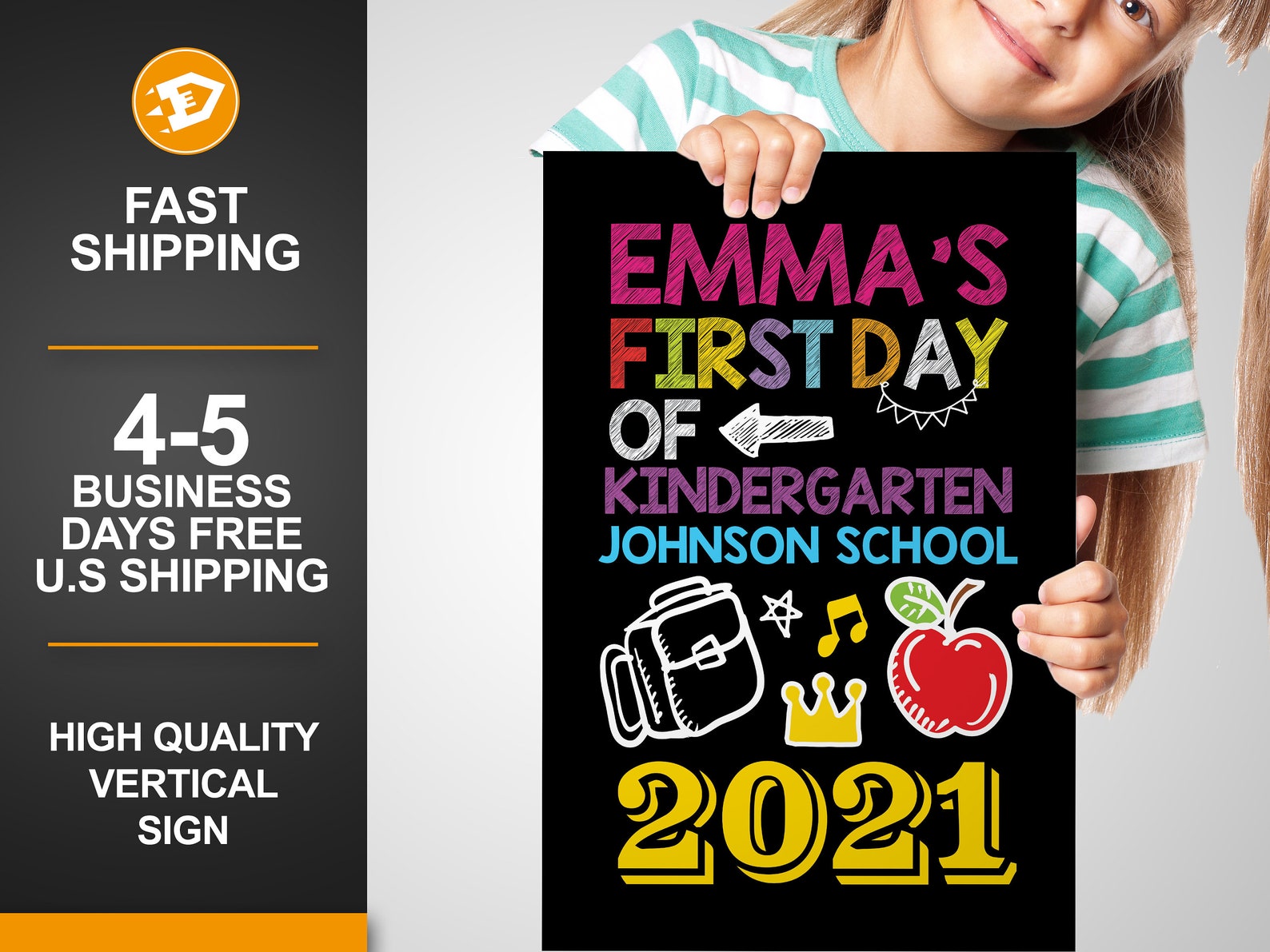 First Day of School Sign Yard Sign Girl Class of 2021 in - Etsy