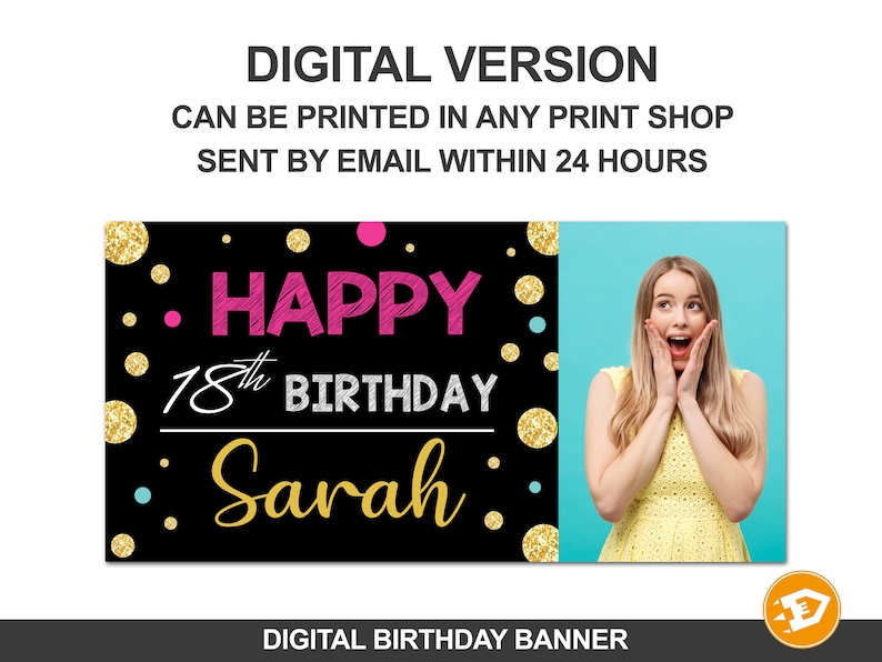 Happy Birthday Banner Girl 18th Personalized Party Banner - Etsy