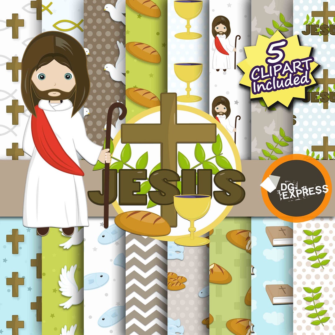 Jesus Clipart + Digital Paper : "jesus Paper" -bible Clipart, Christian ...