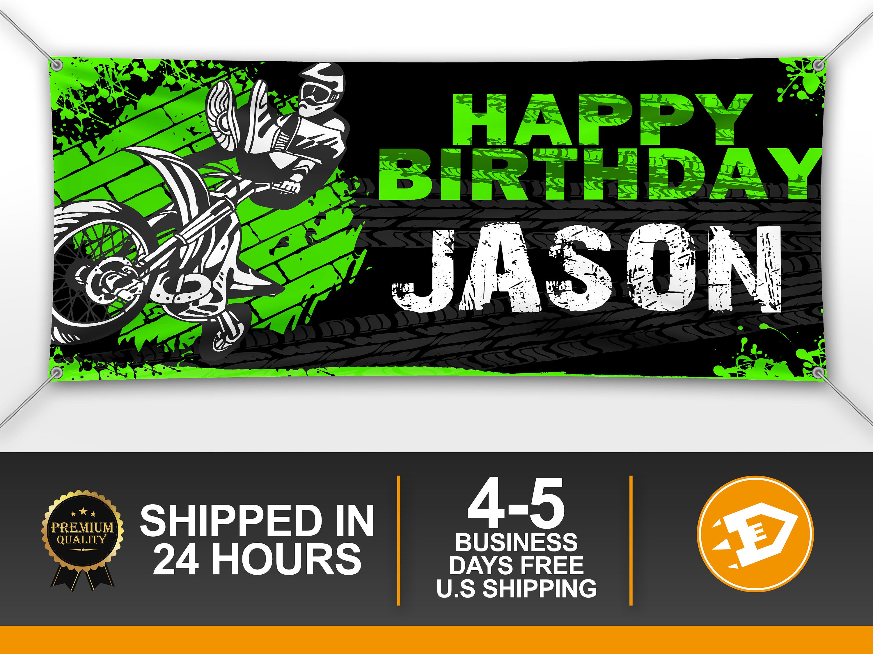 Dirt Bike Birthday Banner Happy Birthday Motocross Banner - Etsy