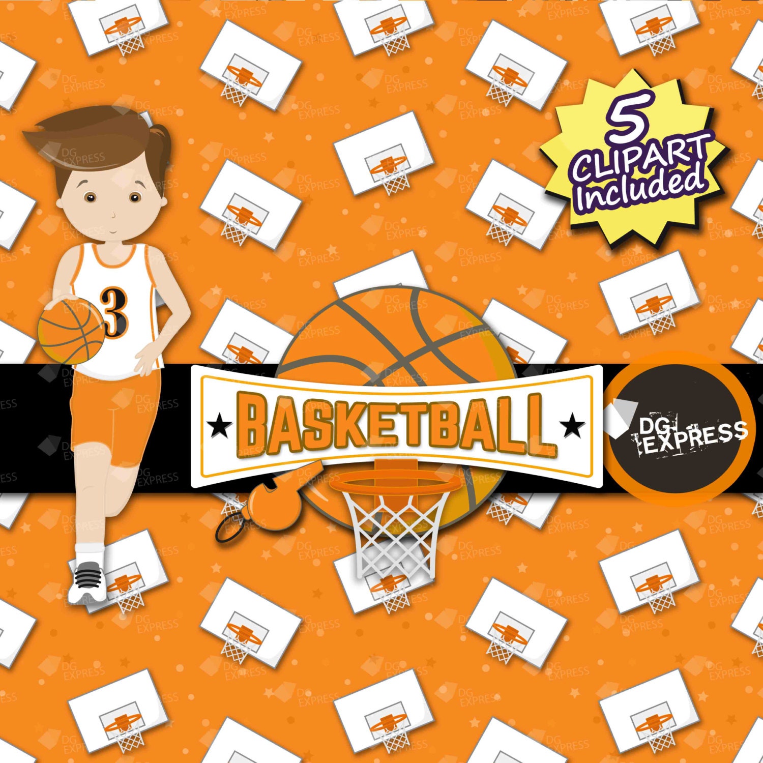 SALE Basketball Digital Paper Clipart : basketball - Etsy