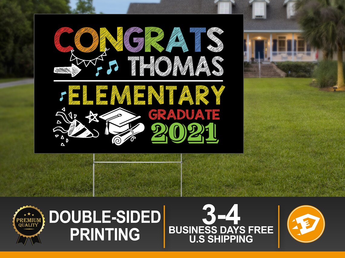 Elementary Graduation Yard Sign Boy Class of 2021 Pre-school | Etsy
