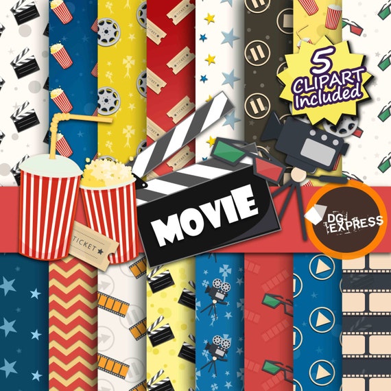 Movie Digital Paper + Clipart : "Movie Digital Paper" - Cinema Paper ...