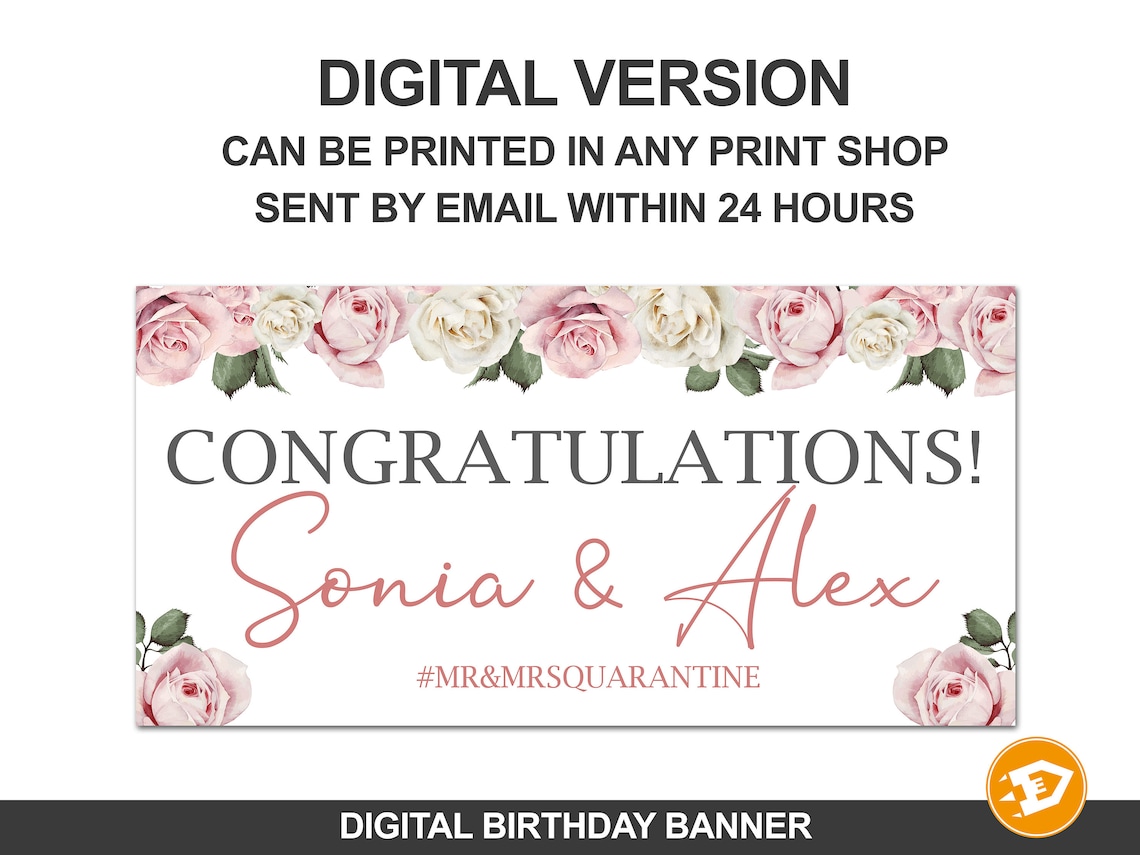 Congratulations Banner Wedding Banner White Floral | Etsy