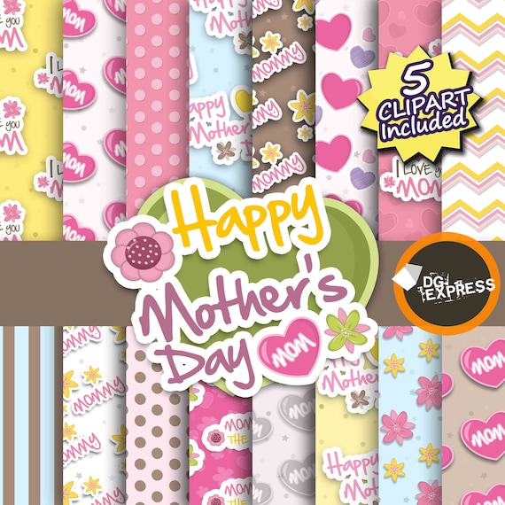 Mother's Day Digital Paper + Clipart : "Mother's Day Digital Paper ...