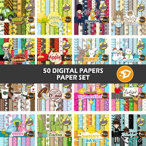 Mega 50 Digital Paper Bundle + More Than 200 Clipart Bundle : "digital ...