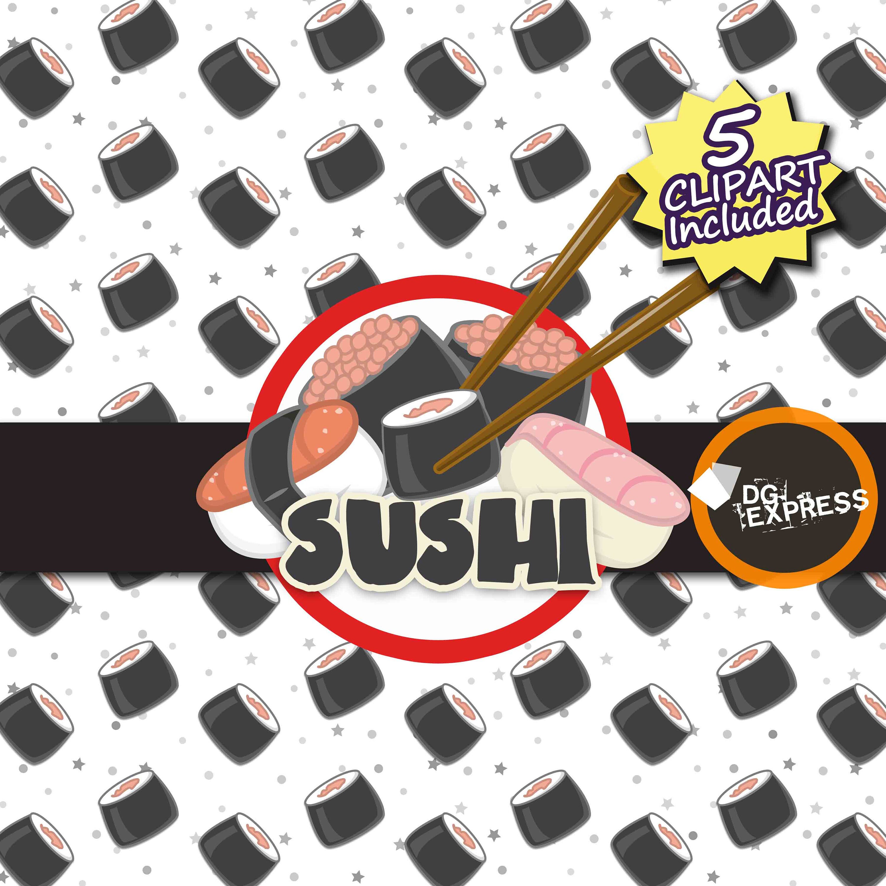 Sushi Digital Paper Clipart : sushi Digital - Etsy
