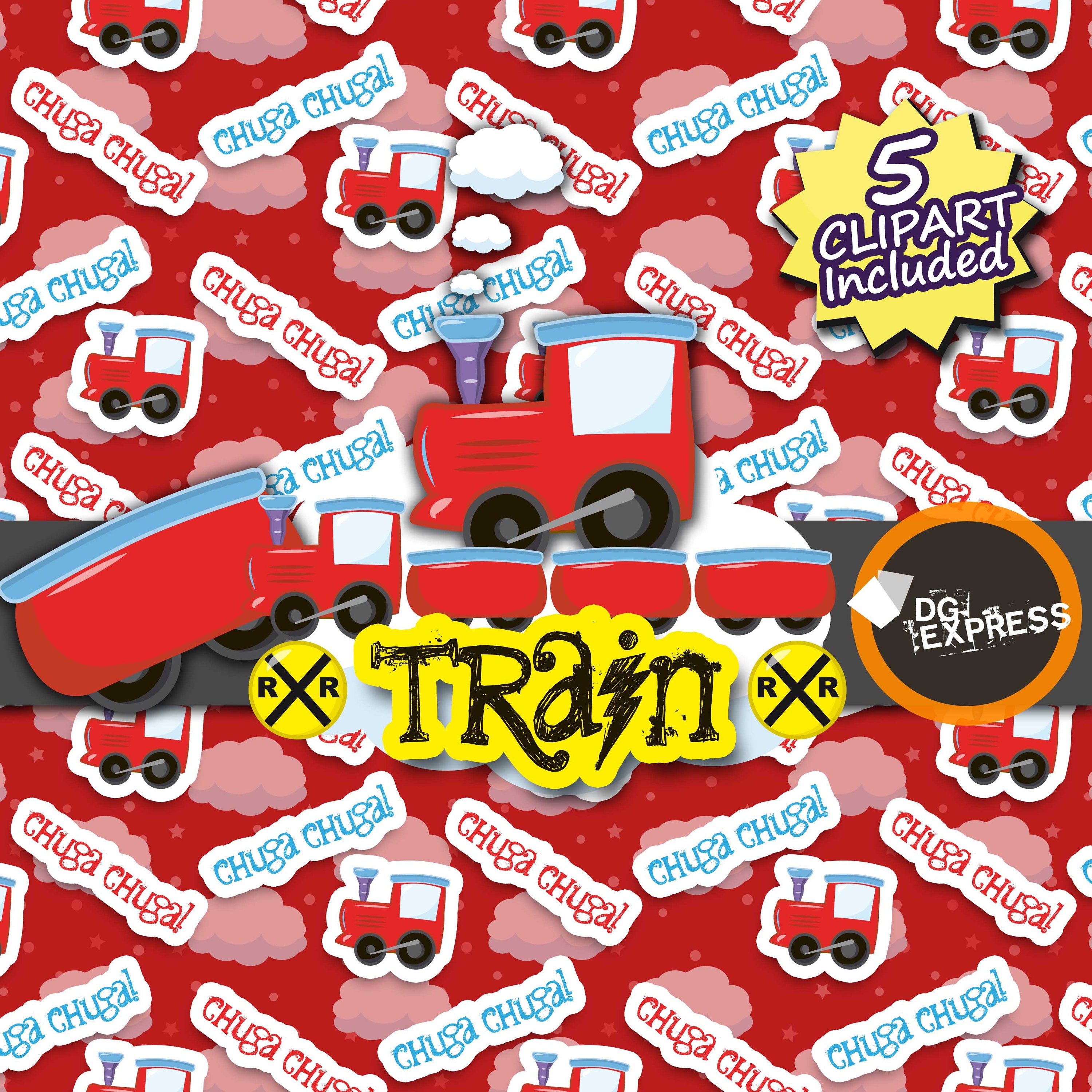 Train Digital Paper Clipart : train Digital - Etsy