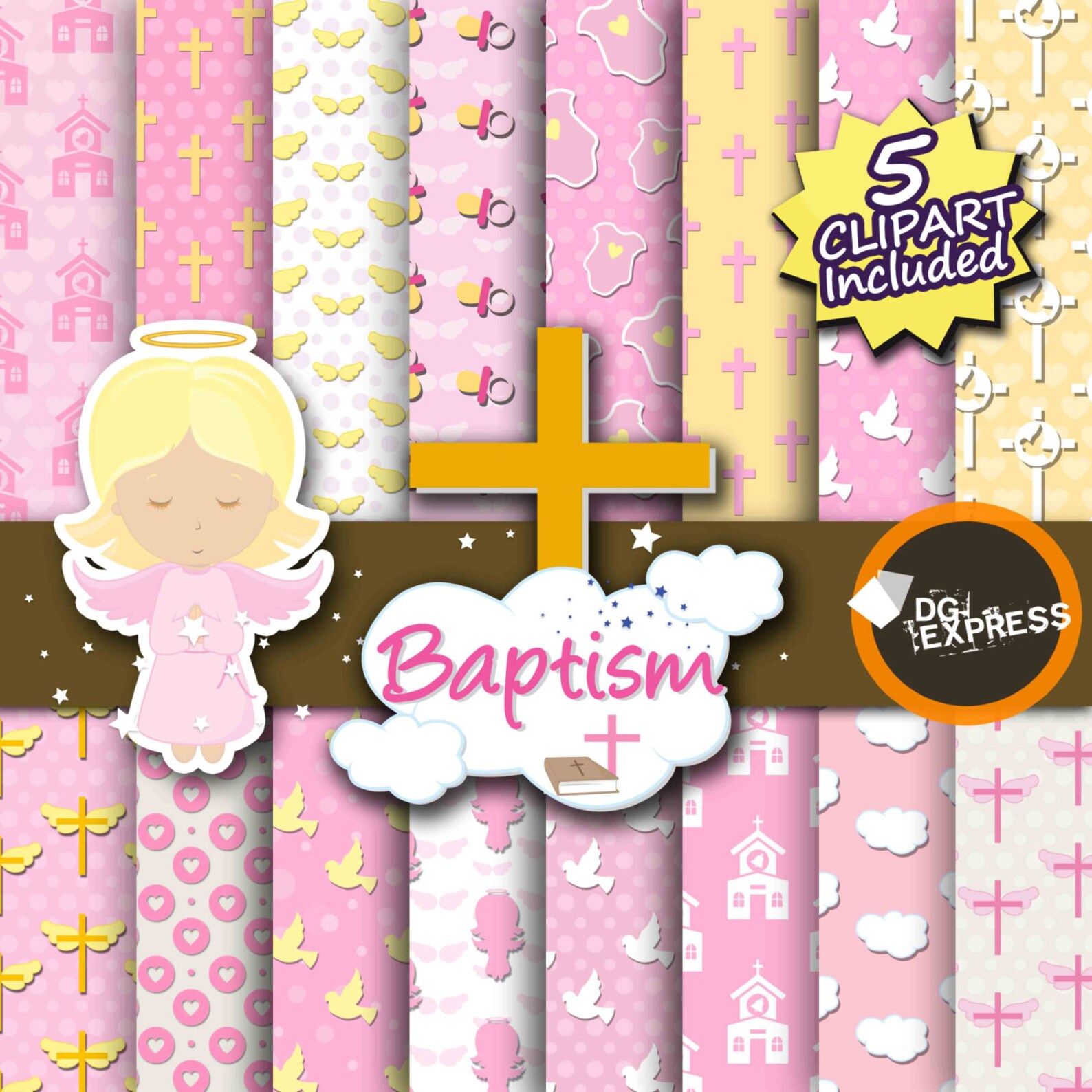 SALE Baptism Digital Paper BAPTISM Digital Paper - Etsy