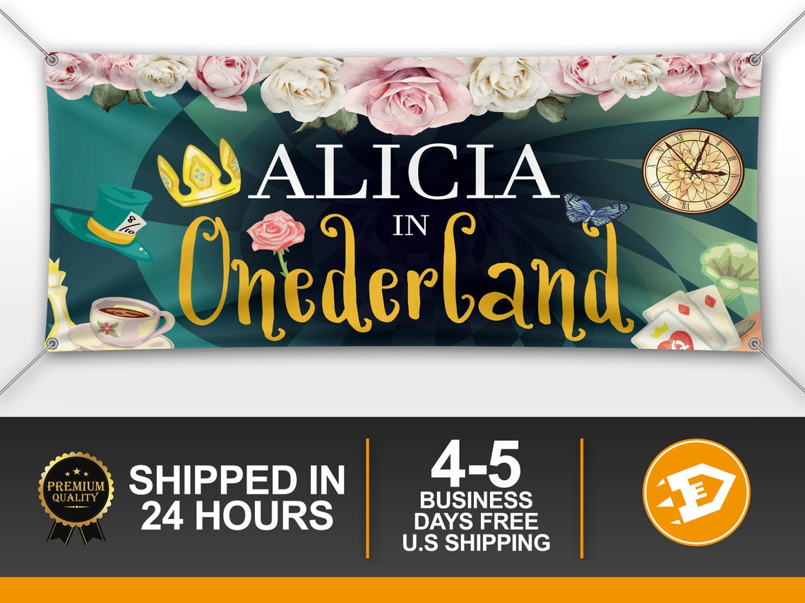 Alice in Wonderland Banner Alice in Onederland Party | Etsy