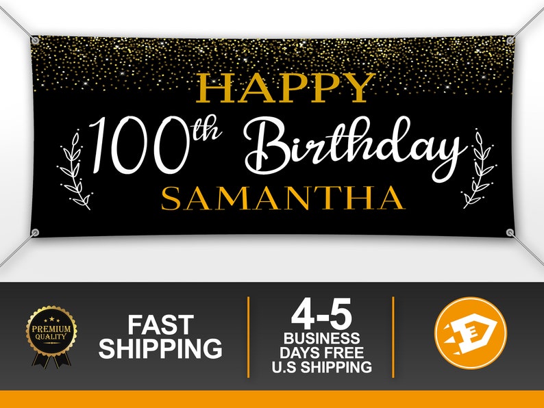100th Birthday Banner Gold Milestone Birthday Banner Custom - Etsy